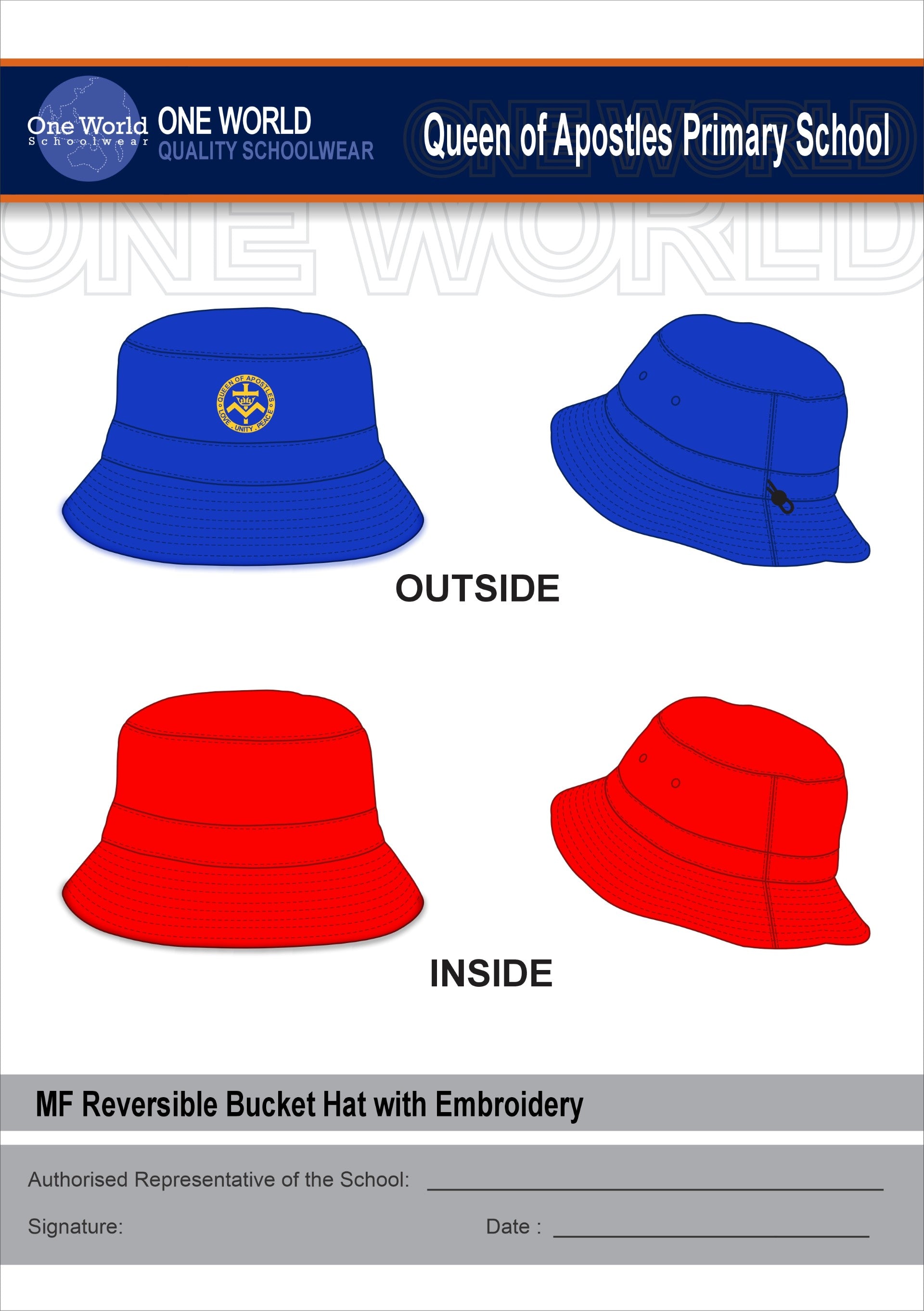 BUCKET HAT - RED – Queen of Apostles School Uniform Shop